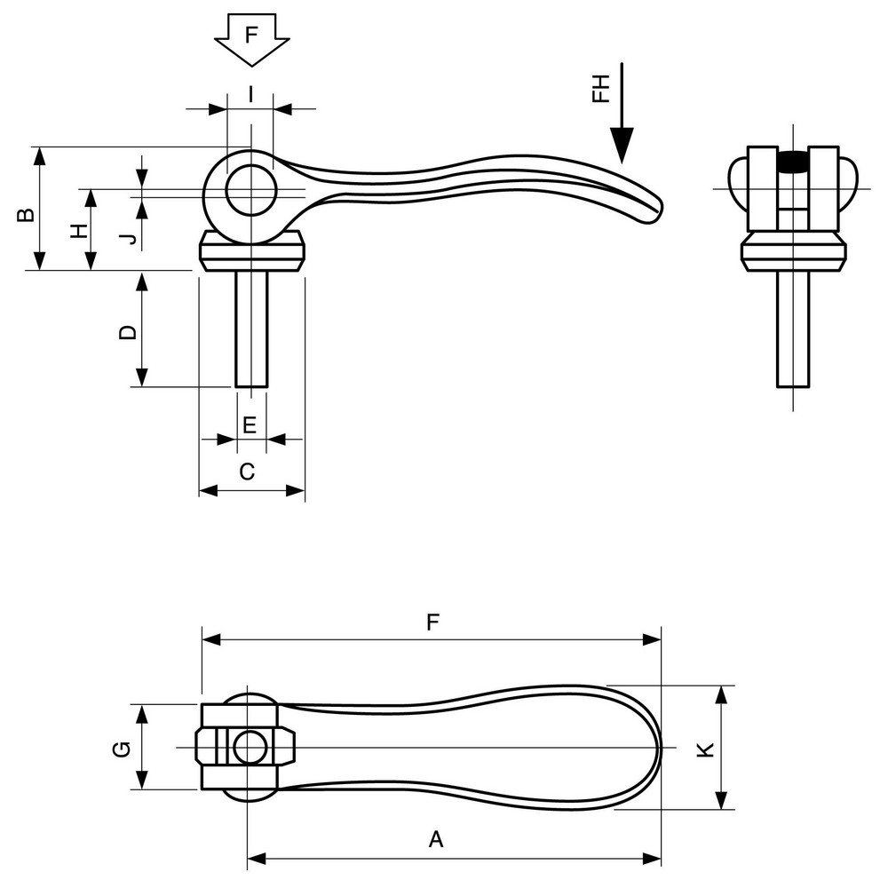 Jergens - Clamp Cam Lever: Adjustable External Thread Cam Lever, 0.3200 ...