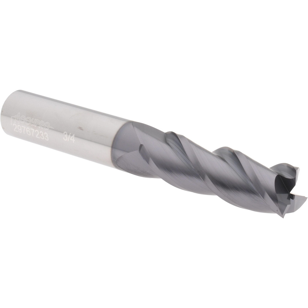 Accupro - Square End Mill: 3/4" Dia, 2-1/4" LOC, 3 Flute, Solid Carbide | MSC Direct