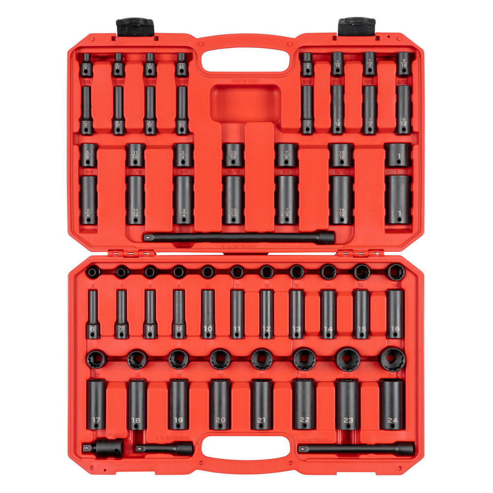 Tekton - Socket Set: Standard & Impact, 72 Pc, 3/8" Drive, 1/4" Min, 1 ...