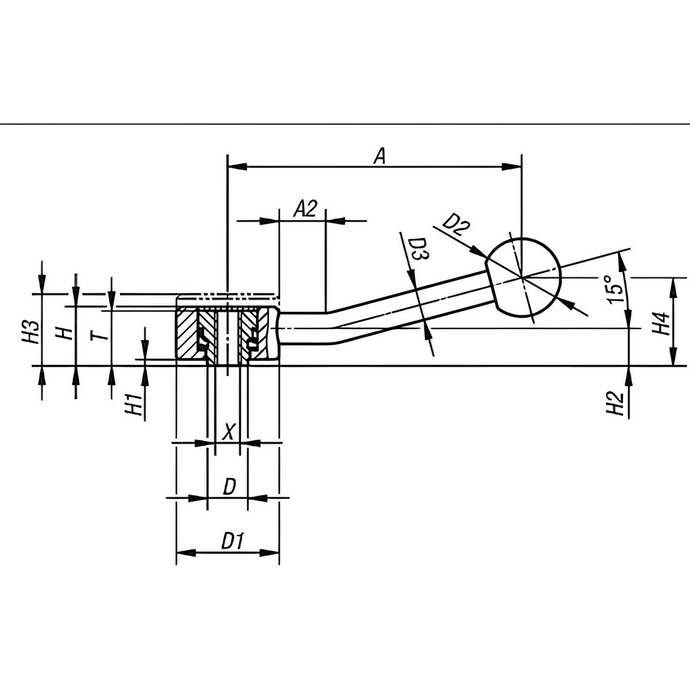 KIPP - Adjustable Clamping Handle: Adjustable Tension Lever, M12x1.75 ...