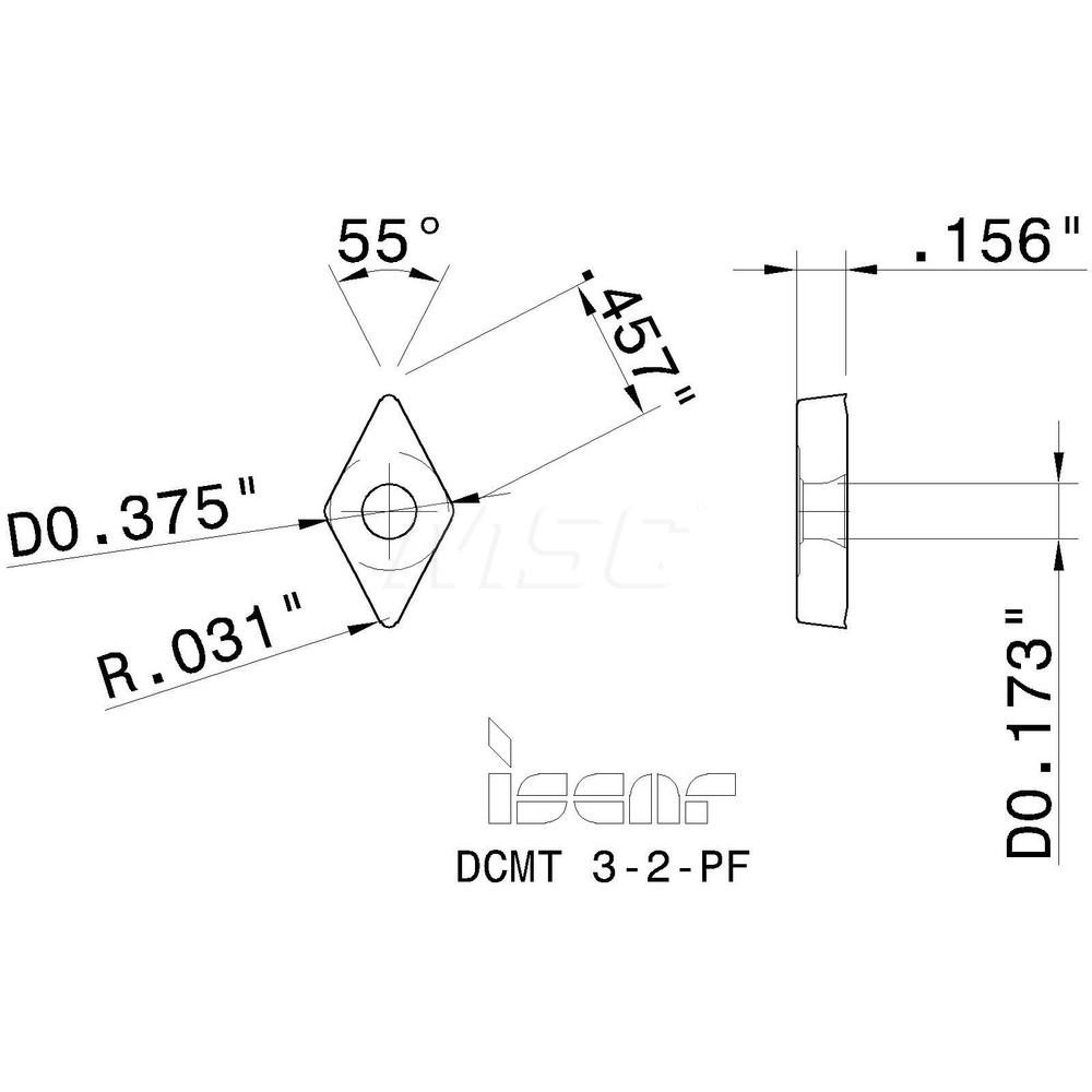 Iscar - Turning Insert: DCMT 3-2-PF IC830, Carbide | MSC Direct
