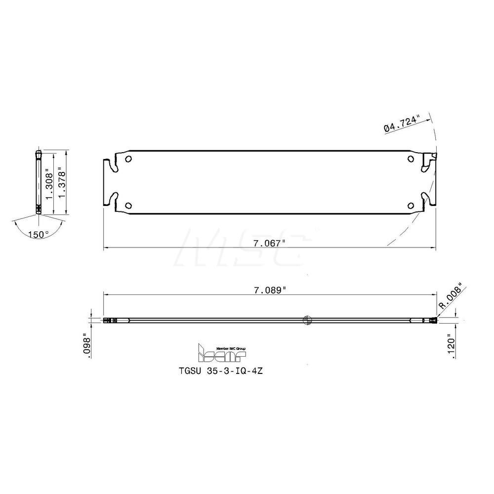 Iscar - TGSU Double End Neutral Indexable Cutoff Blade | MSC Industrial ...