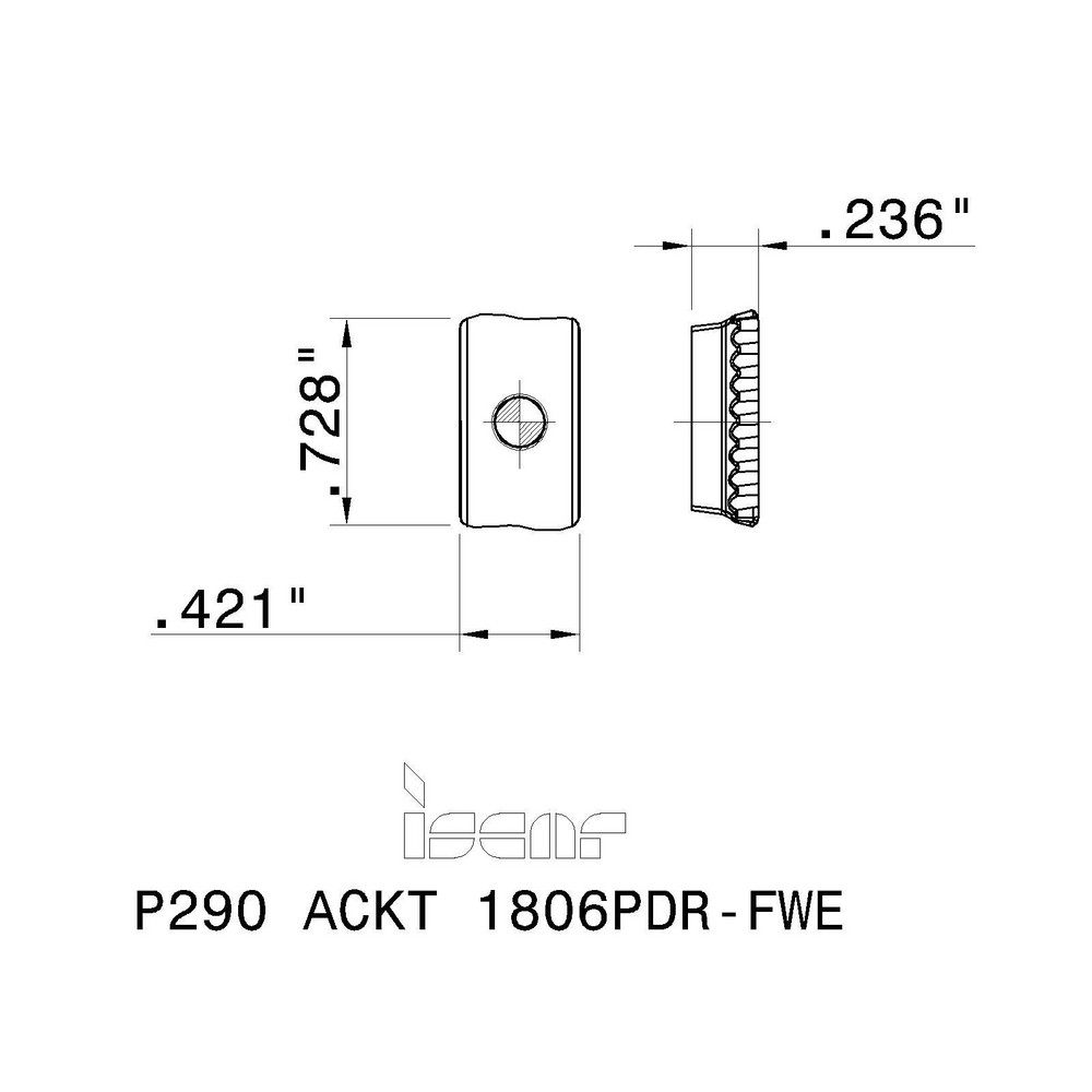 Iscar - Milling Insert: ANSI P290 ACKT 1806PDR-FWE IC830, ISO P290 ACKT ...
