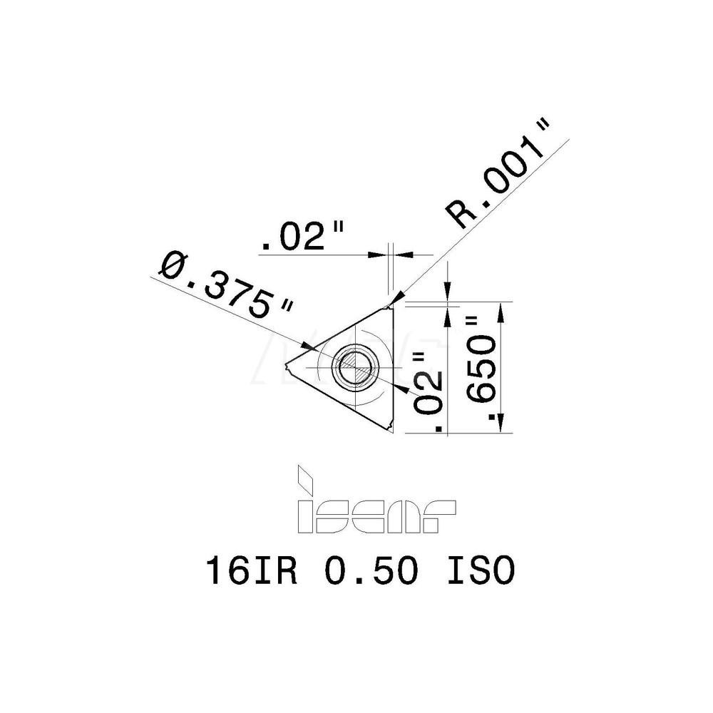Iscar - Laydown Threading Insert: 16IR0.50ISO IC908, Carbide | MSC Direct
