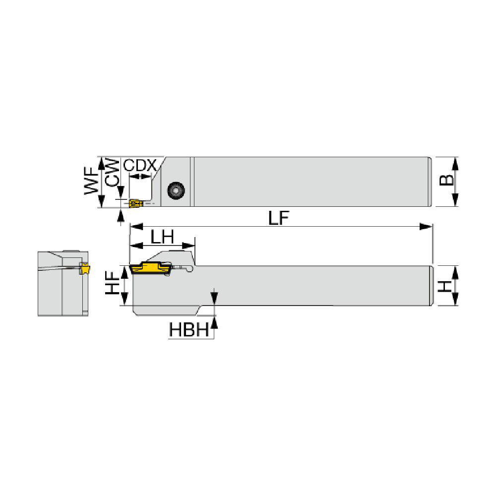 Tungaloy - Indexable Grooving-Cutoff Toolholder: CTEL2525-6T12, 6 mm ...