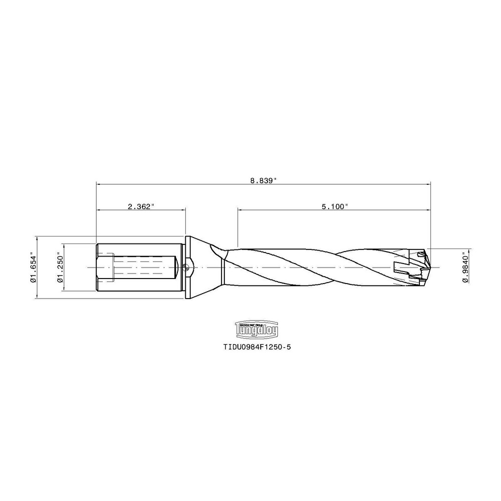 Tungaloy - Replaceable-Tip Drill: 0.984 to 1.02" Dia, 4.921" Max Depth ...