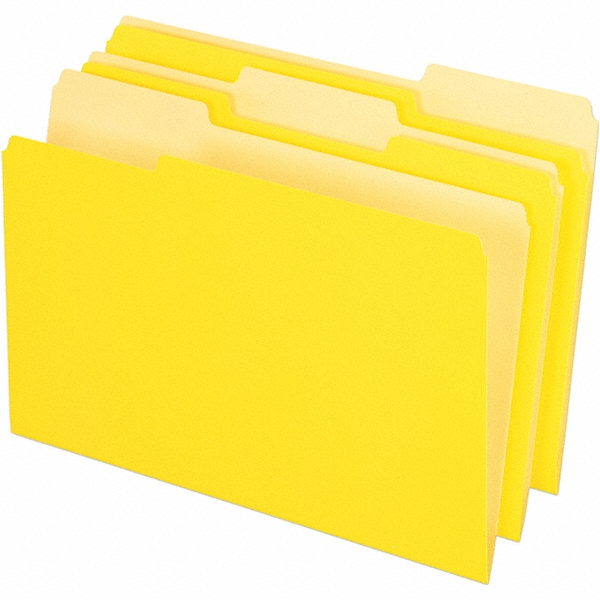 Pendaflex - File Folders with Top Tab: Legal, Yellow, 100/Pack | MSC Direct