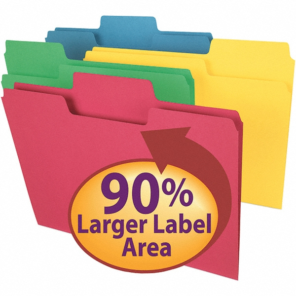 SMEAD - File Folders with Top Tab: Letter, Assorted, 100/Pack | MSC Direct