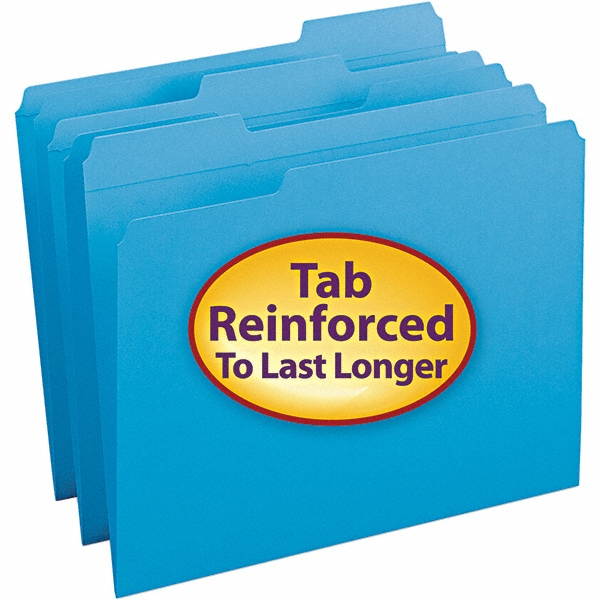 SMEAD - File Folders with Top Tab: Letter, Blue, 100/Pack | MSC Direct