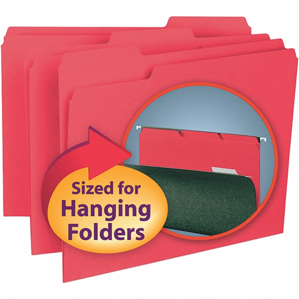 SMEAD - File Folders with Top Tab: Letter, Red, 100/Pack | MSC Direct