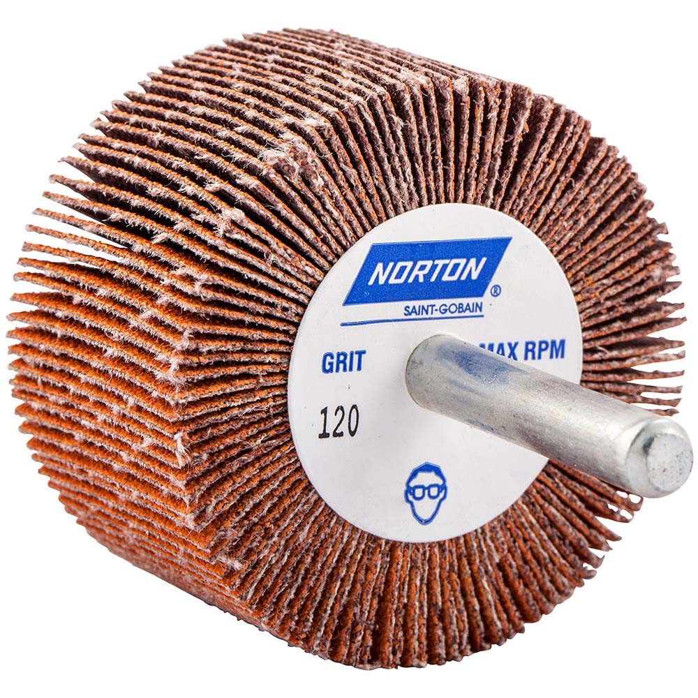 Norton - Mounted Flap Wheel: 2" Dia, 1" Face Width, 120 Grit, Ceramic ...