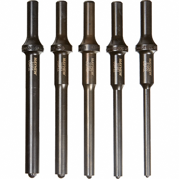 Mayhew - Pneumatic Tool: Roll Pin Punch Set, 1/2" Head Width, 6" OAL ...