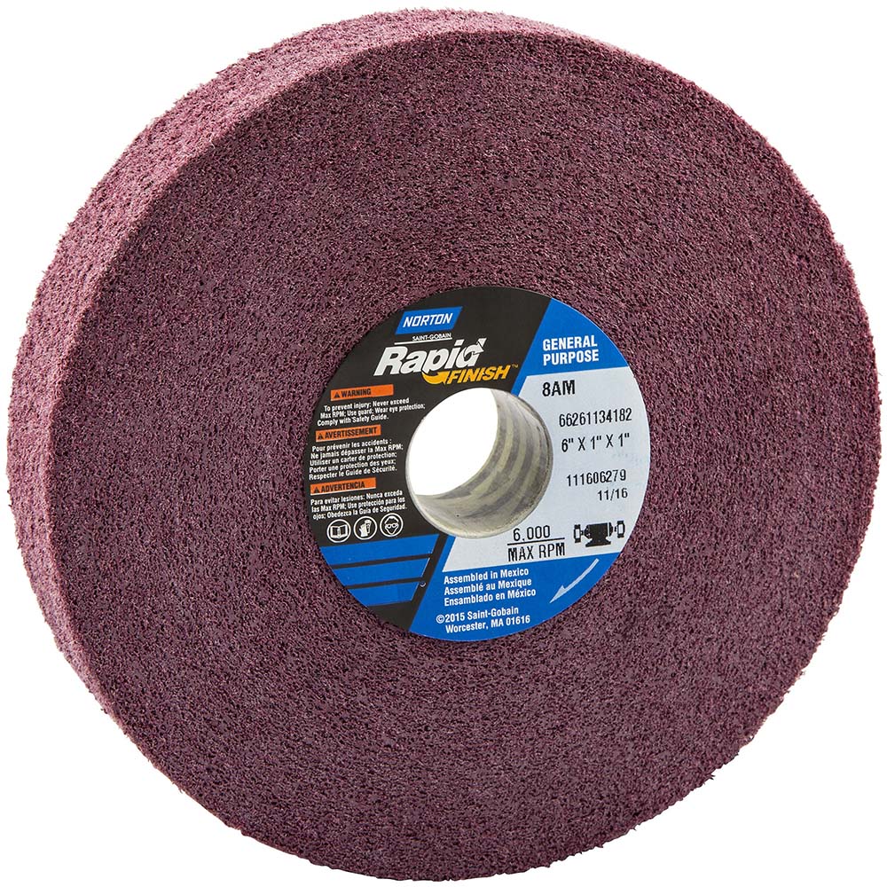 Norton - Deburring Wheel: 6" Dia, 1" Face Width, 1" Hole, Density 8 ...