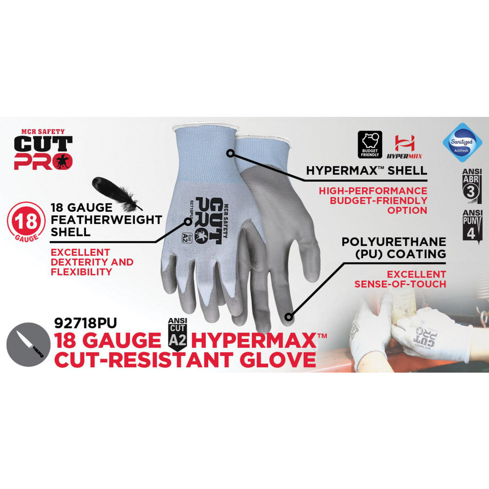 MCR Safety - Cut, Puncture & Abrasion-Resistant Gloves: Cut Pro 92718PU, Size Medium, ANSI Cut ...