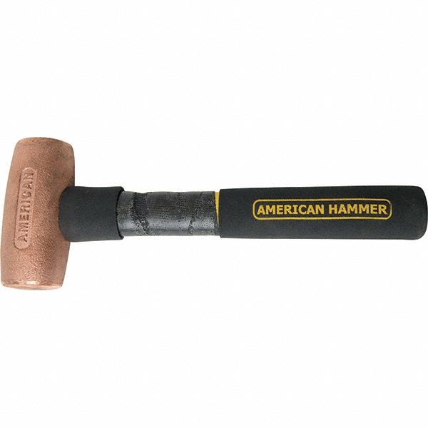 American Hammer - Dead Blow Hammer: 3 lb Head, 1-3/4" Face Dia, Copper ...