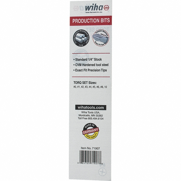 Wiha - 1/4" Hex Drive #4 Point Insert Torq-Set Bit - 31711740 - MSC ...