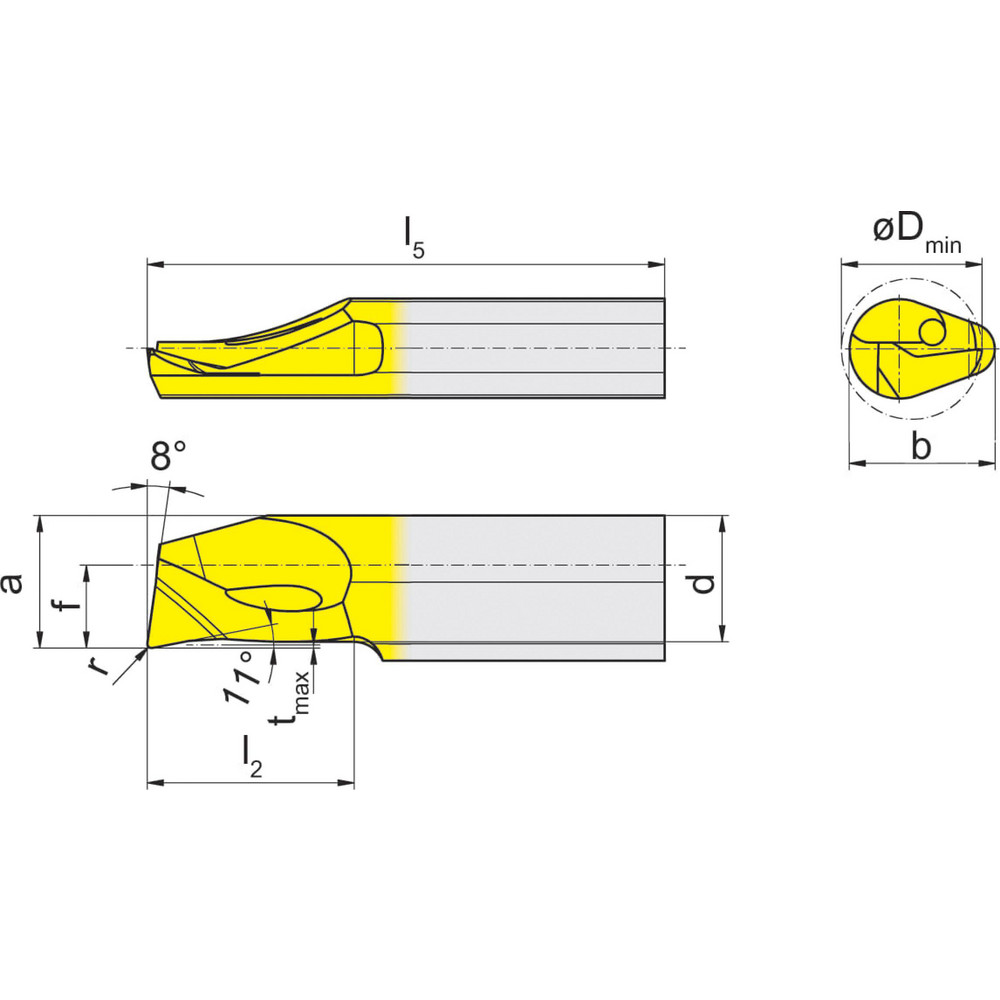 HORN - Internal Boring Bar: 5.000 mm Min Bore, 0.15 mm Max Depth, Right ...