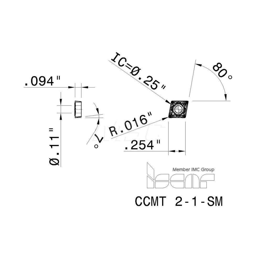 Iscar - Turning Insert: CCMT2-1-SM IC907, Carbide | MSC Direct