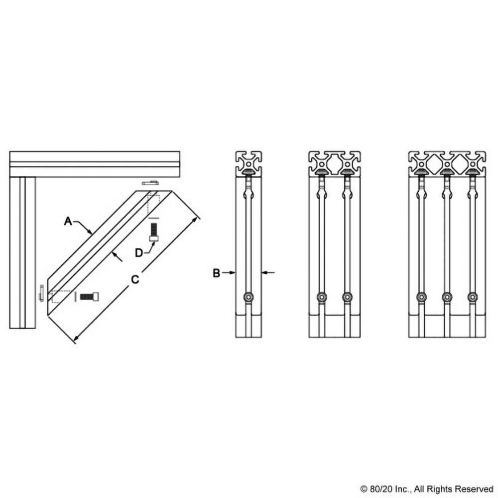 80/20 Inc. - 45 deg T-Slotted Extrusion Support Bracket: Use with 2550 ...