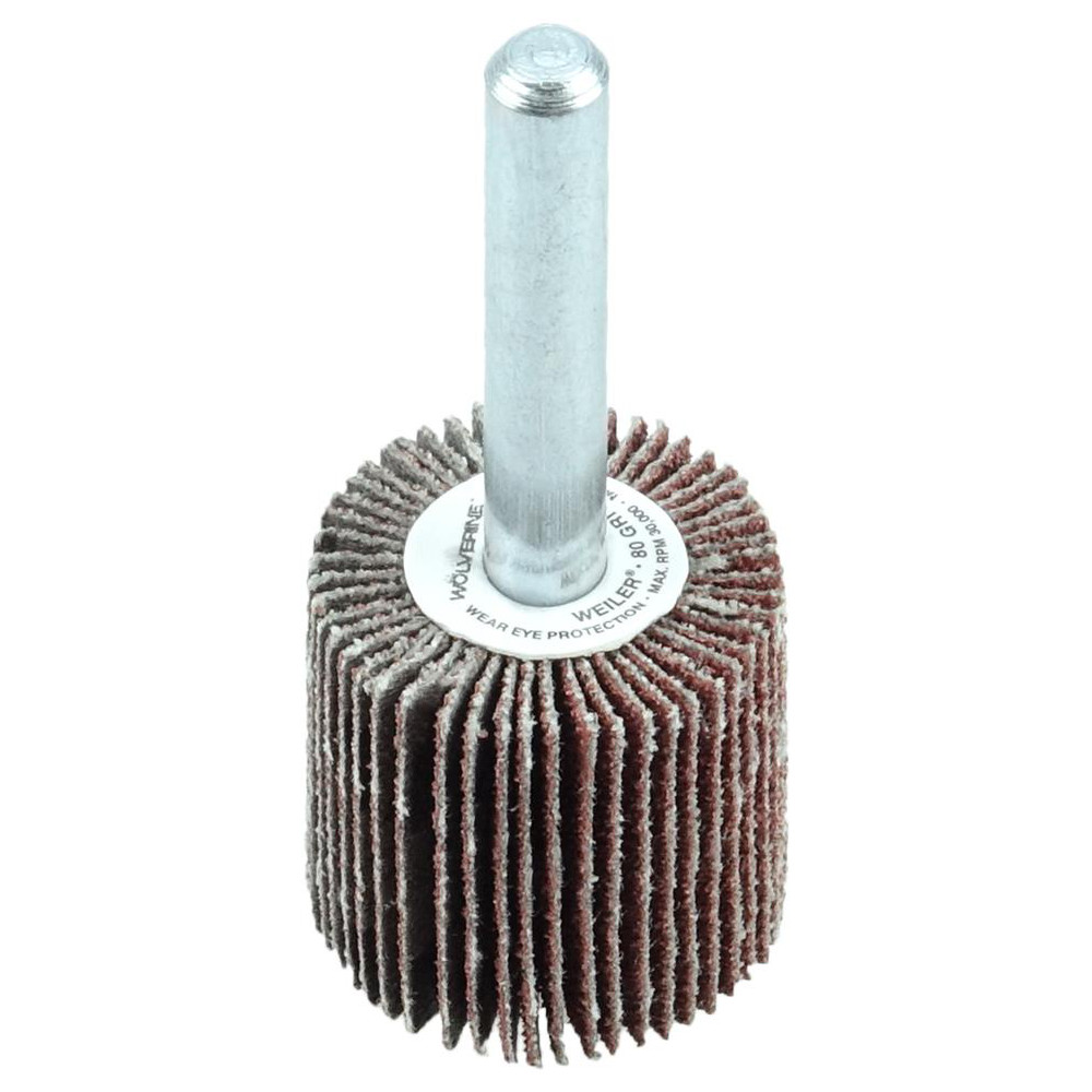 Weiler - Mounted Flap Wheel: 1" Dia, 1" Face Width, 80 Grit, Aluminum ...