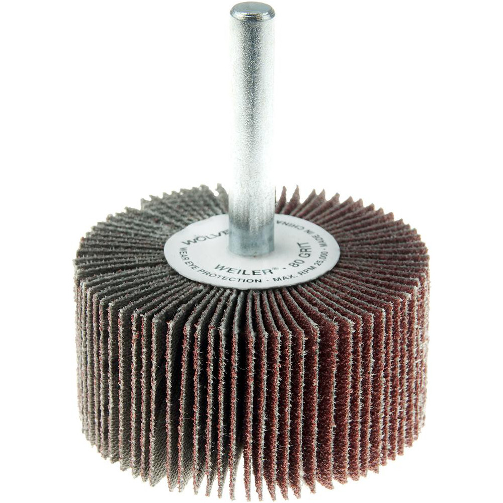 Weiler - Mounted Flap Wheel: 2" Dia, 1" Face Width, 60 Grit, Aluminum ...