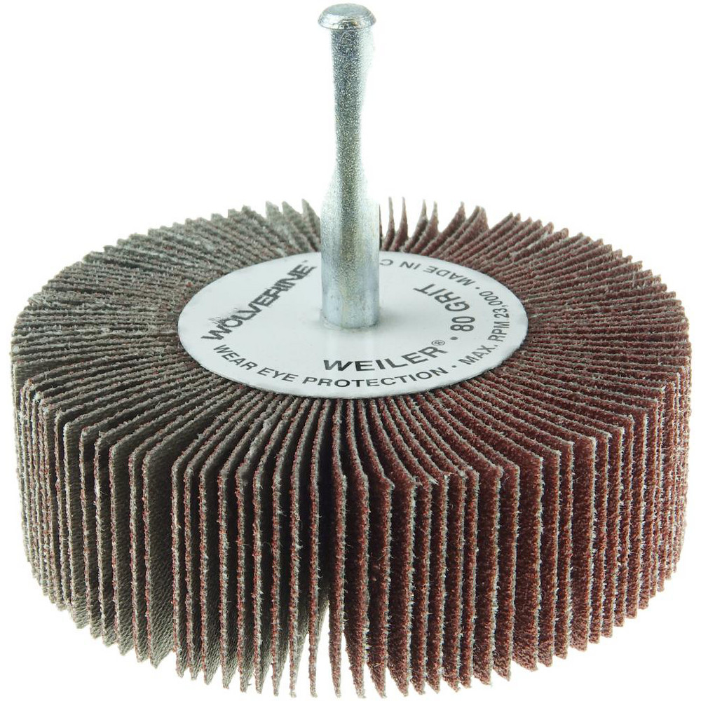 Weiler - Mounted Flap Wheel: 3" Dia, 1" Face Width, 80 Grit, Aluminum ...