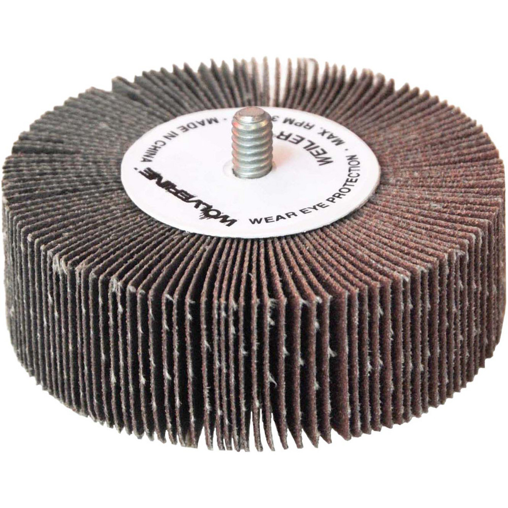 Weiler - Mounted Flap Wheel: 3" Dia, 1" Face Width, 80 Grit, Aluminum ...