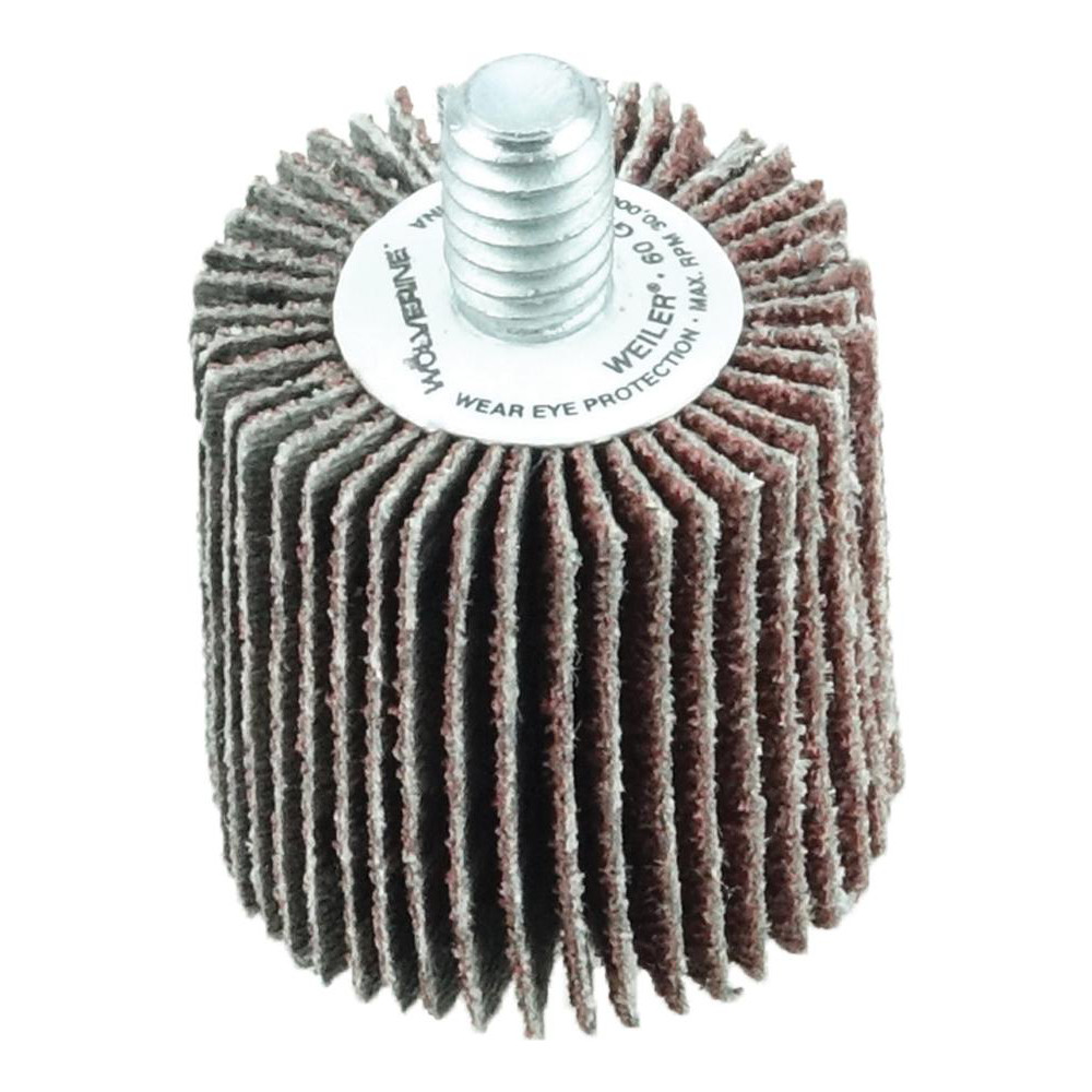 Weiler - Mounted Flap Wheel: 1" Dia, 1" Face Width, 60 Grit, Aluminum ...