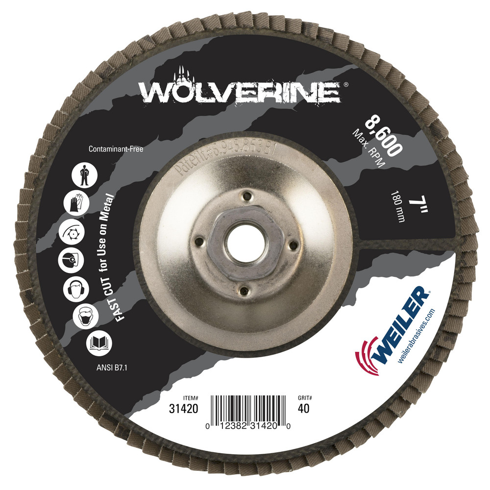 Weiler - Flap Disc: 7" Dia, 60 Grit, Zirconia Alumina, Type 27 | MSC Direct
