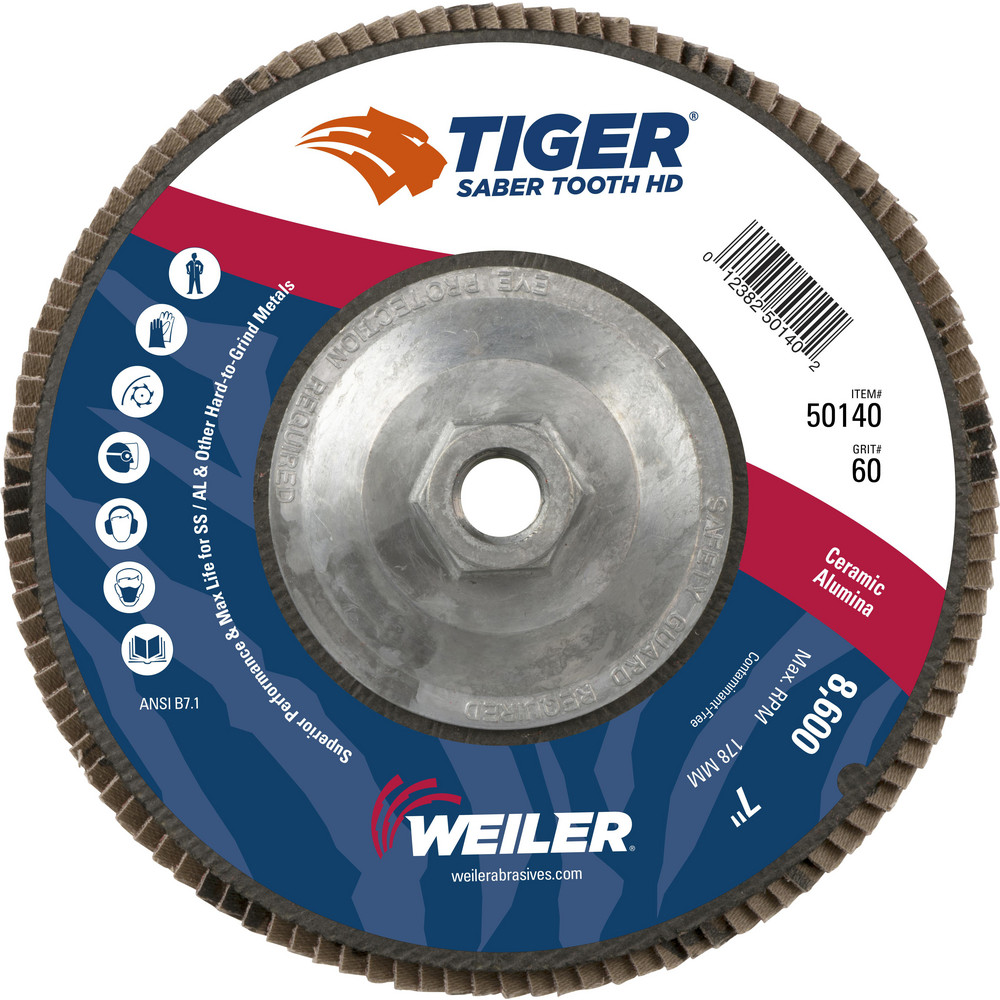 Weiler - Flap Disc: 7" Dia, Ceramic, Type 27 | MSC Direct