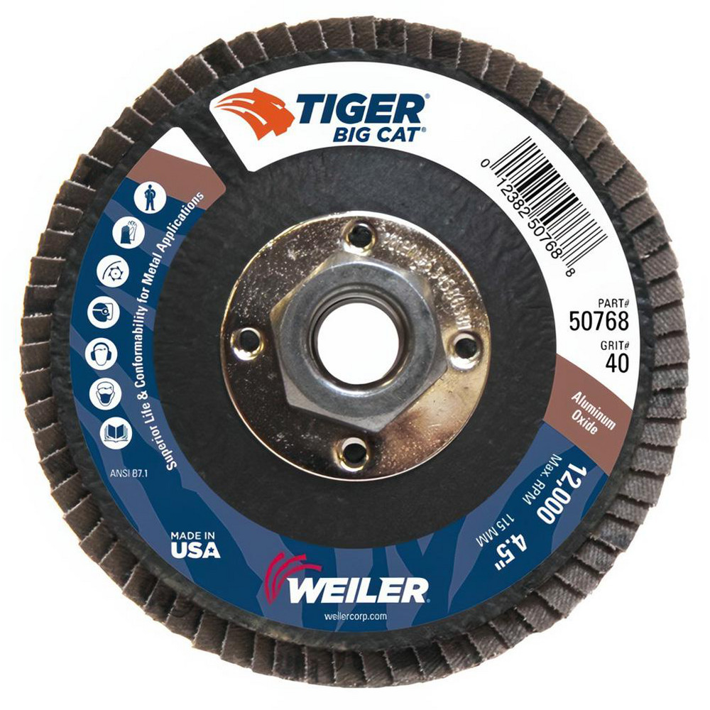 Weiler - Flap Disc: 4-1/2" Dia, Aluminum Oxide, Type 27 | MSC Direct