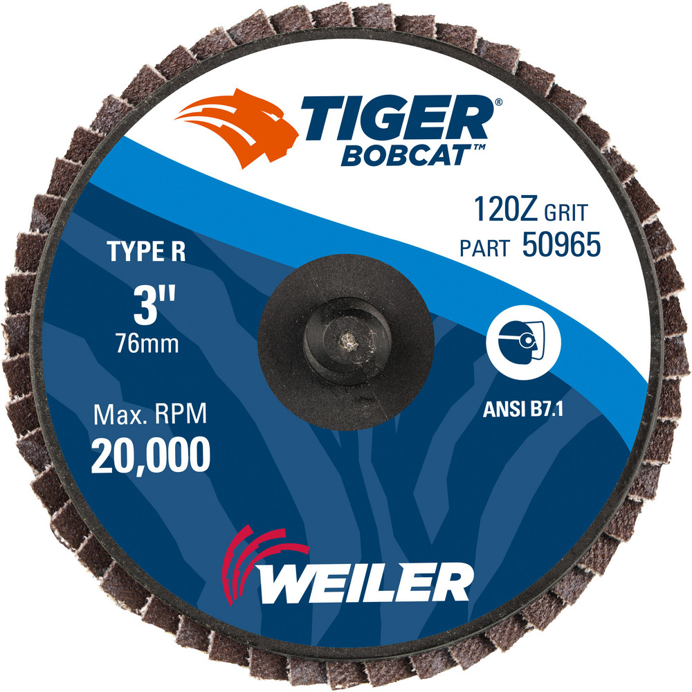 Weiler - Flap Disc: 3" Dia, Type R" Hole, 120 Grit, Zirconia Alumina ...