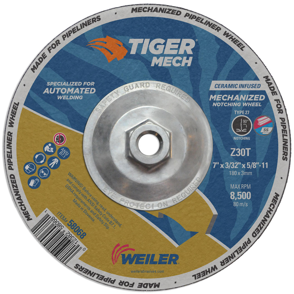 Weiler - Cutoff Wheel: Type 27, 7" Dia, 3/32" Thick, 5/8-11" Hole ...
