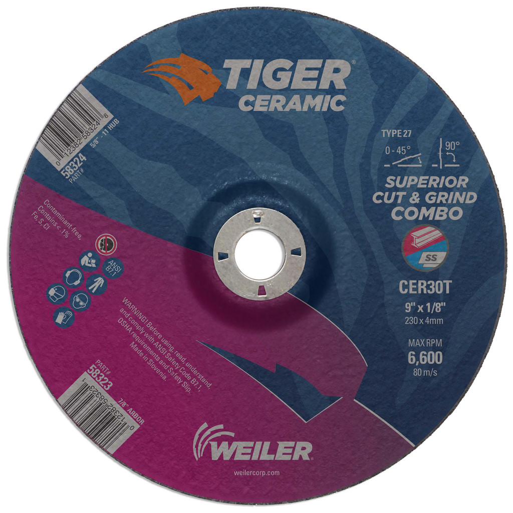 Weiler - Fiber Disc: 4" Disc Dia, 5/8" Hole, Arbor Hole, 36 Grit ...