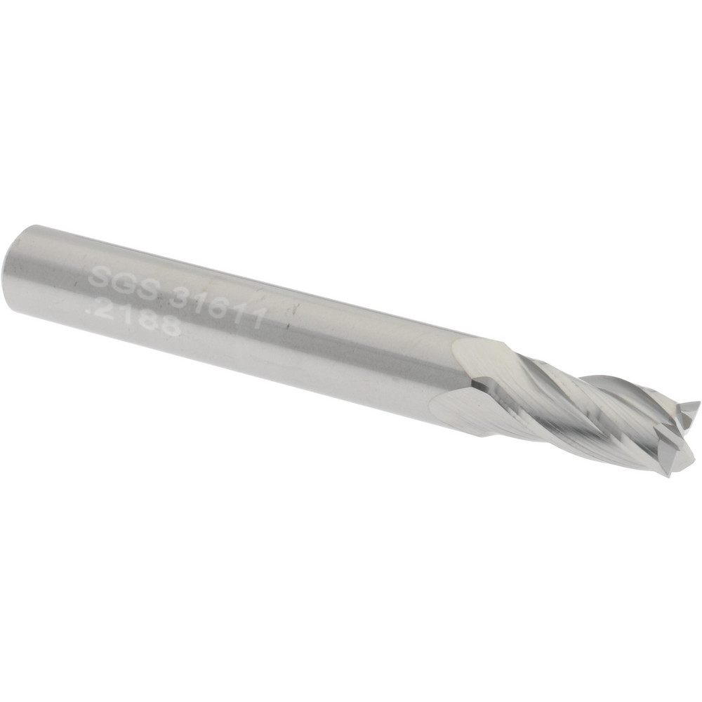 SGS - Square End Mill: 7/32" Dia, 7/16" LOC, 4 Flute, Solid Carbide ...