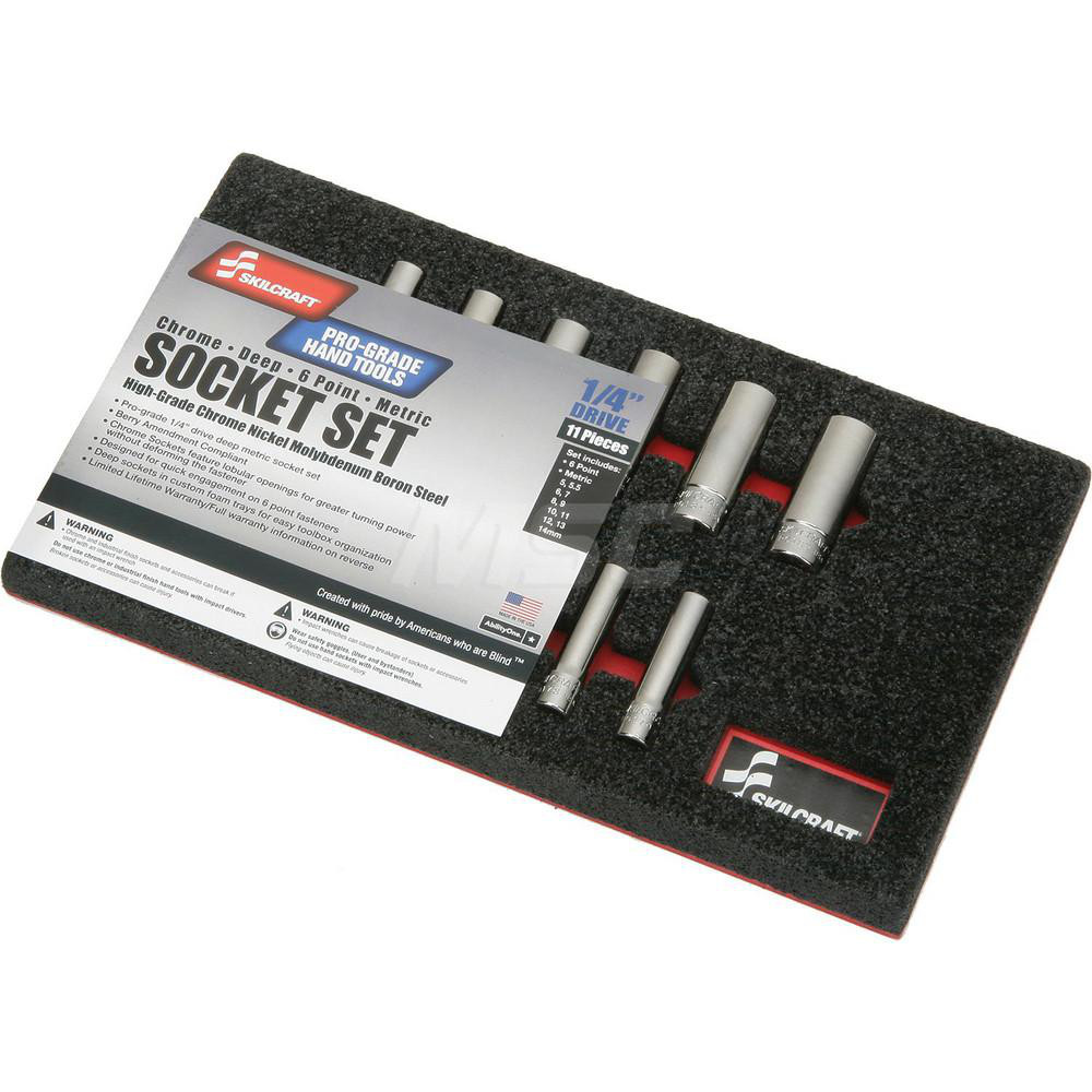 AbilityOne - Socket Set: Deep, 11 Pc, 1/4" Drive | MSC Direct
