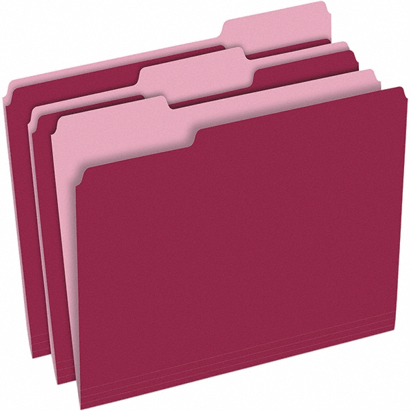 Pendaflex - File Folders with Top Tab: Letter, Burgundy, 100/Pack | MSC ...