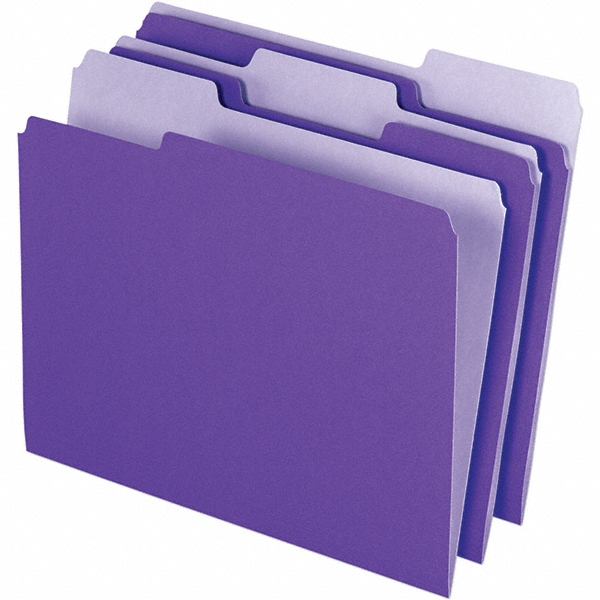 Pendaflex - File Folders with Top Tab: Letter, Violet, 100/Pack | MSC ...
