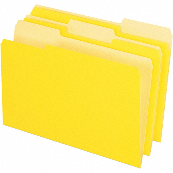 Pendaflex - File Folders with Top Tab: Legal, Yellow, 100/Pack | MSC Direct