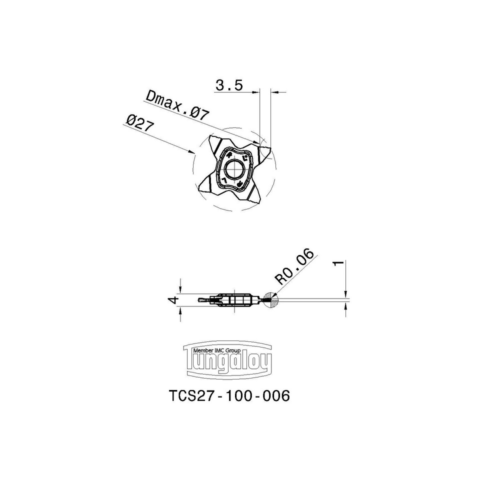 Tungaloy - Grooving Insert: TCS27-100-006 AH725, Carbide | MSC Direct