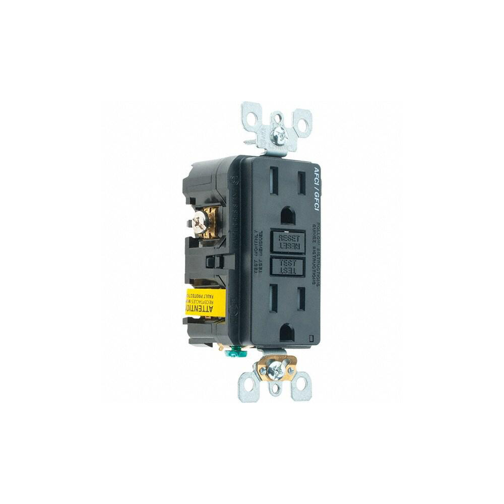Leviton - GFCI Receptacles; Grade: Commercial; Color: Black; NEMA ...