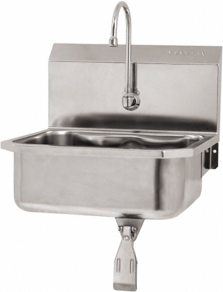 SANI-LAV - Hand Sink: Wall Mount, Knee Valve Faucet, 304 Stainless ...