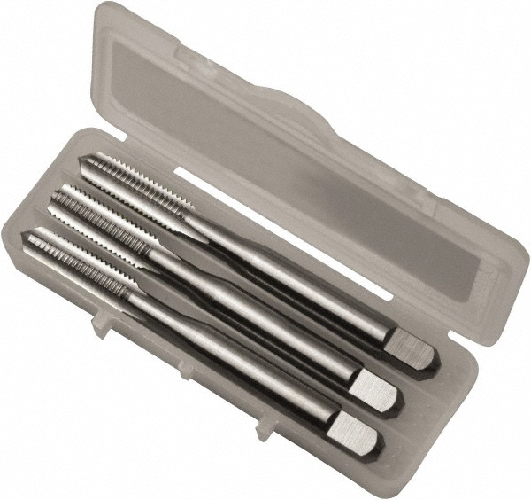 Greenfield Threading - Tap Set: #8-32 UNC, 4 Flute, Bottoming Plug ...