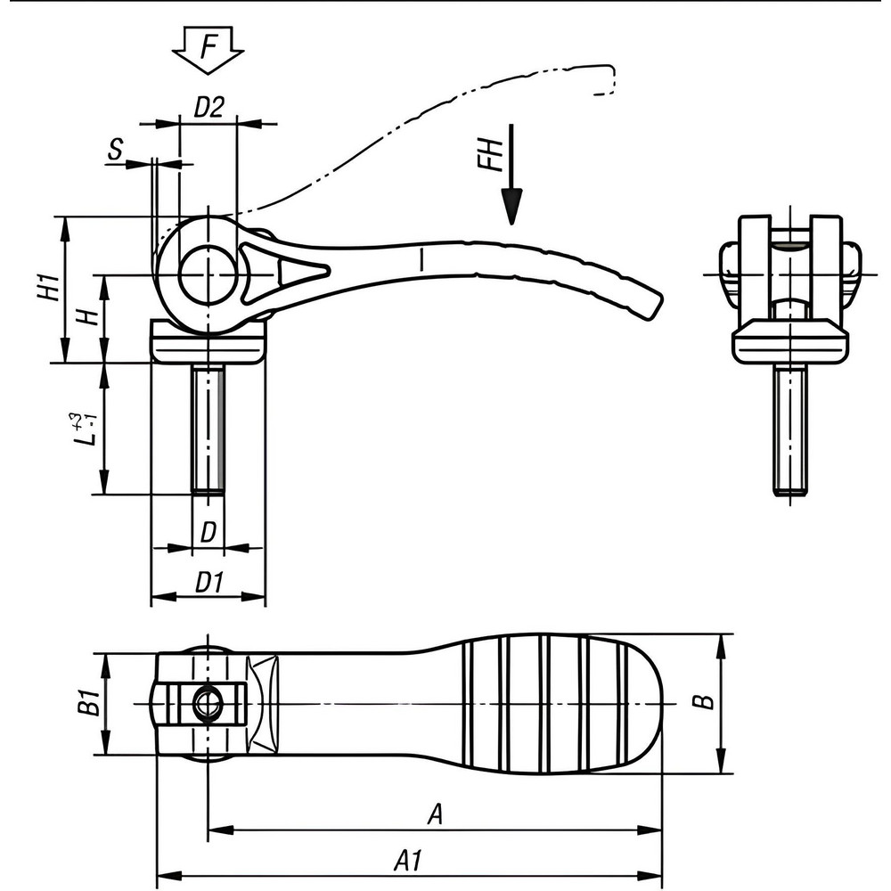 KIPP - Adjustable Clamping Handle: Adjustable Cam Lever, 3/8-16 Thread ...