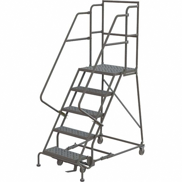 TRI-ARC - Steel Spring-Loaded Rolling Ladder: 450 lb Capacity, 5 Step ...