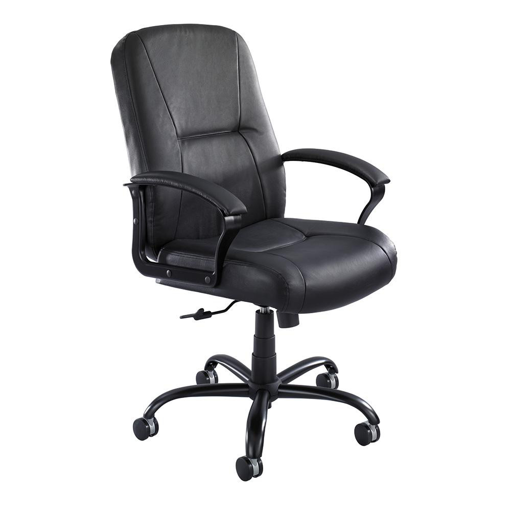Safco - Task Chair: Leather, 19-1/2 to 22-1/2" Seat Height, Black ...