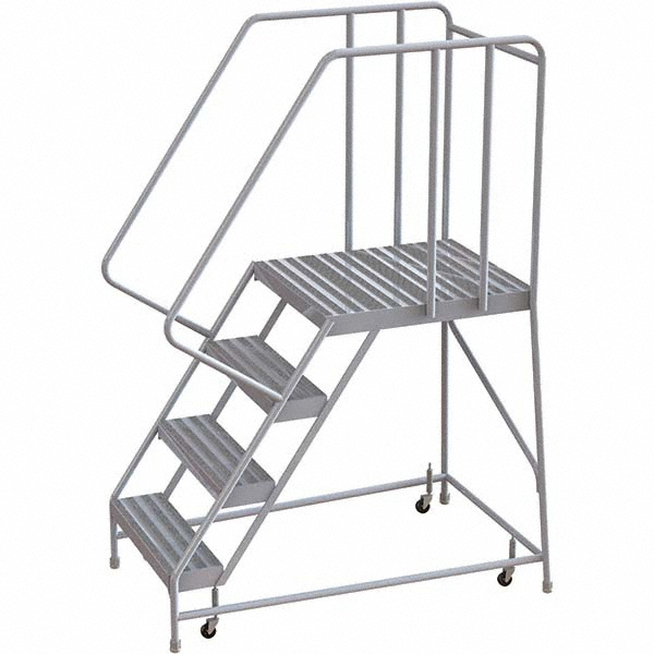 TRI-ARC - Aluminum Rolling Ladder: 350 lb Capacity, 4 Step | MSC Direct