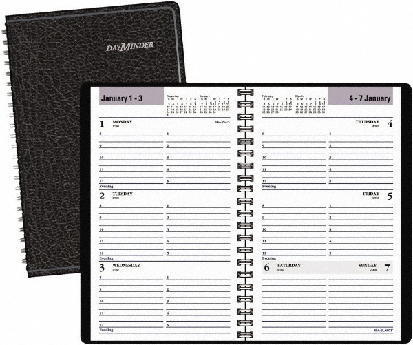 DayMinder - Weekly Planner: 26 Sheets, 4-7/8 x 8" Sheet, White Paper ...