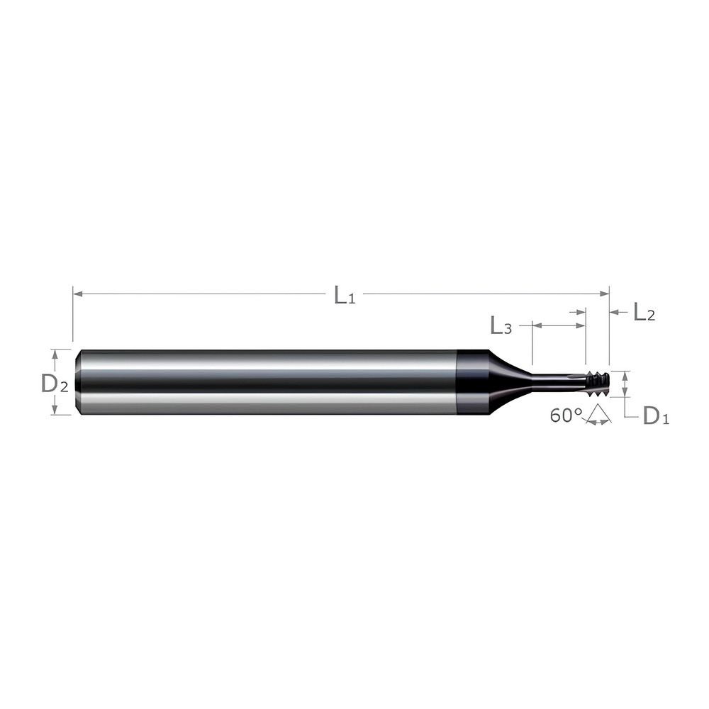 Harvey Tool - Helical Flute Thread Mill: #6-32, Internal & External, 3 ...