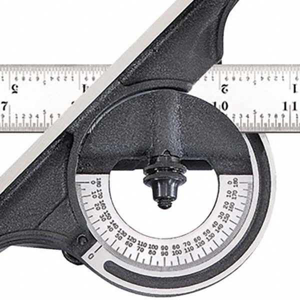 Starrett - 12 Inch Long Blade, 1/100 to 1/32 Inch Graduation, 180° Max ...